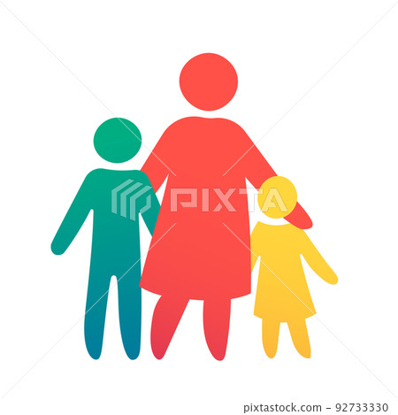 Happy Single Parent and Baby. Icon multicolored... - Stock Illustration ...