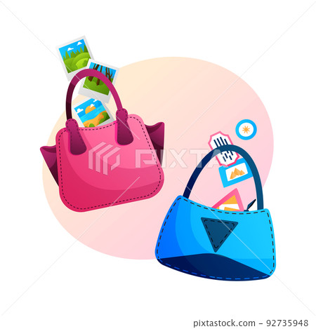 Women handbags with travel photos vector... - Stock Illustration ...