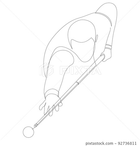 Single line drawing of young man playing pool... - Stock Illustration ...