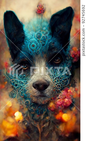 A fantasy magic dog in a fairy-tale wonderland... - Stock Illustration ...