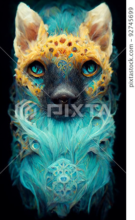 A fantasy magic dog in a fairy-tale wonderland... - Stock Illustration ...
