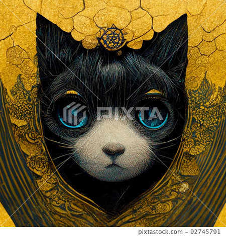 Fantasy magical cat. Artistic abstract cute... - Stock Illustration ...