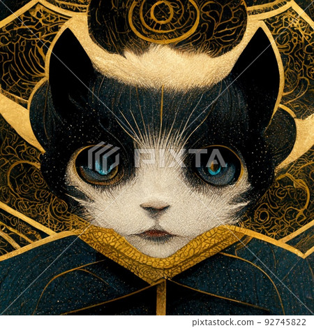 Fantasy magical cat. Artistic abstract cute... - Stock Illustration ...