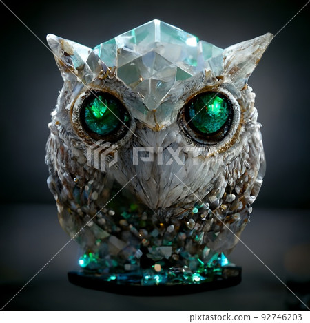 Crystal magical owl with beautiful eyes.... - Stock Illustration ...