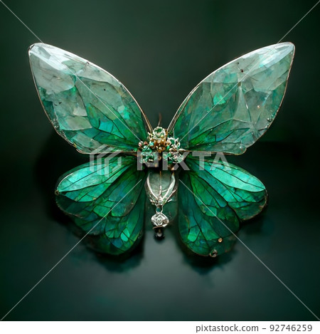 Butterfly of gemstones and crystals. Emerald or... - Stock Illustration ...