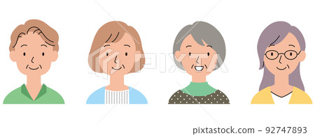 Middle-aged woman face icon set - Stock Illustration [92747893] - PIXTA