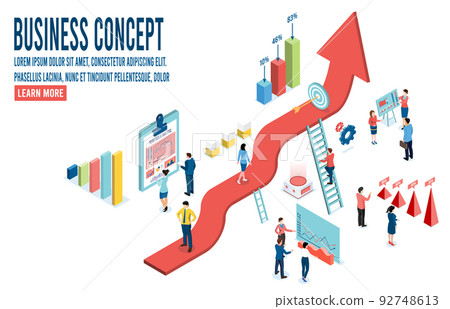 3D isometric business workflow with data... - Stock Illustration ...