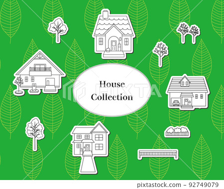 Line drawing house sticker style illustration set - Stock Illustration ...