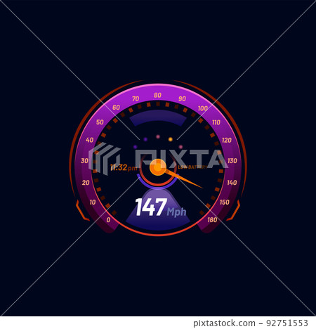 car futuristic neon speedometer dial gauge.... - Stock Illustration ...