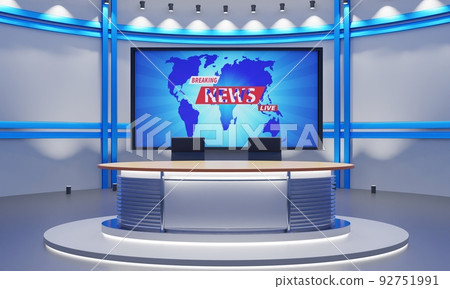 white table on stand with breaking news led...-插圖素材 [92751991] - PIXTA圖庫