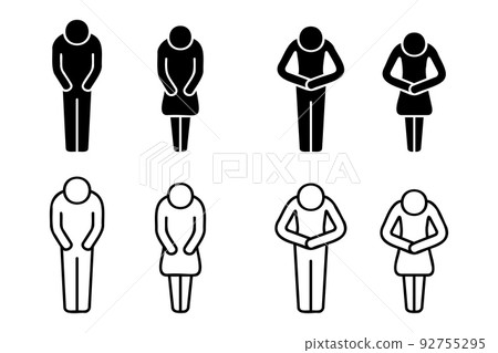 Japanese bow greeting Bowing men and women... - Stock Illustration ...