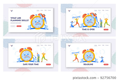 Time is Over Landing Page Template Set. Male or... - Stock Illustration ...