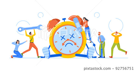 Time is Over Concept. Tiny Male and Female... - Stock Illustration ...