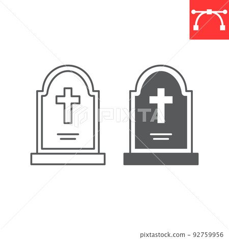 Tombstone line and glyph icon, halloween and... - Stock Illustration [92759956] - PIXTA