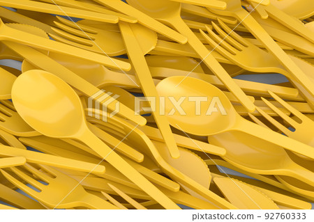 Heap of disposable utensils like spoon, fork... - Stock Illustration ...