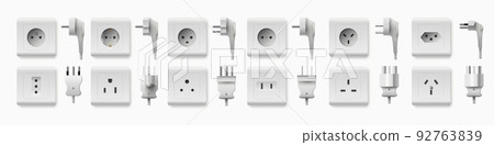 Realistic socket and plug. Electricity chargers... - Stock Illustration ...