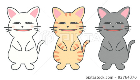 Illustration of a faintly smiling cat outline =... - Stock Illustration ...