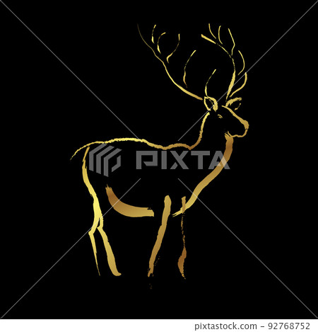 Golden deer with brush stroke painting over... - Stock Illustration ...