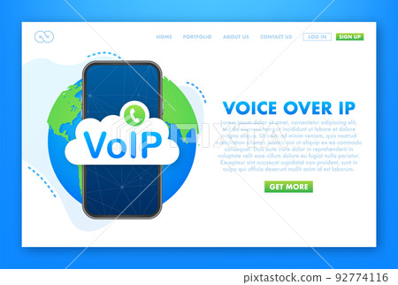 VoIP technology, voice over IP. Internet... - Stock Illustration ...