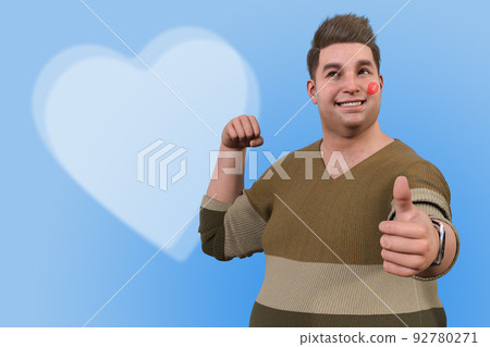 A man who is happy without noticing a hickey on... - Stock Illustration ...