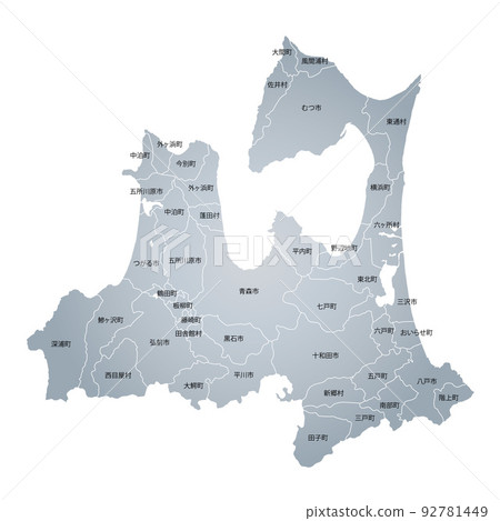 Aomori prefecture and municipalities map - Stock Illustration [92781449 ...