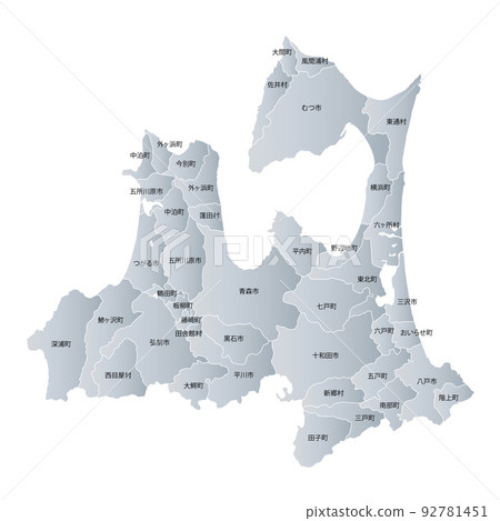 Aomori prefecture and municipalities map - Stock Illustration [92781451 ...