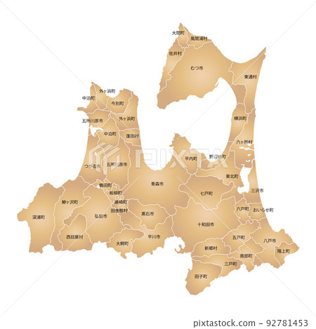 Aomori prefecture and municipalities map - Stock Illustration [92781453 ...