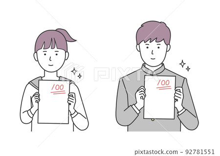 Illustration of a student who got 100 points in... - Stock Illustration ...