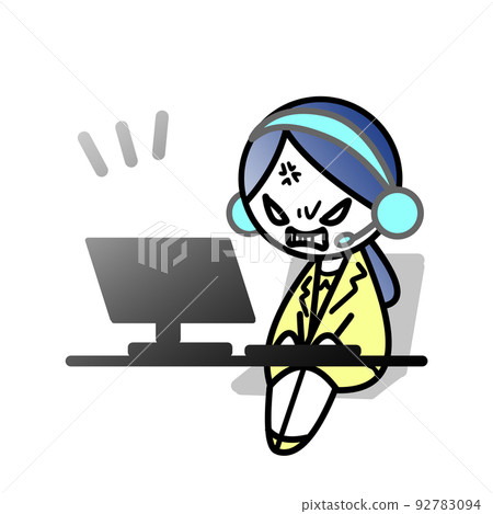 angry call center woman - Stock Illustration [92783094] - PIXTA