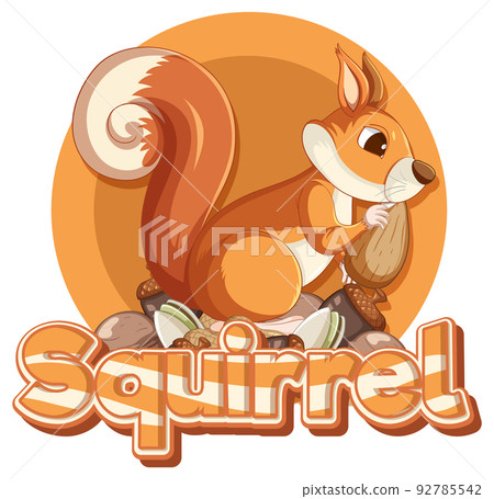 Font design for word squirrel in brown-插圖素材 [92785542] - PIXTA圖庫