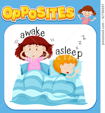 Opposite words for awake and asleep - Stock Illustration [92786897] - PIXTA