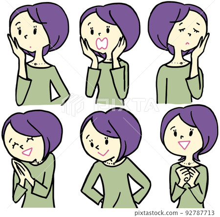 Female bust up facial expression set - Stock Illustration [92787713 ...