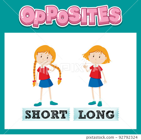 Opposite English words with short and long - Stock Illustration ...