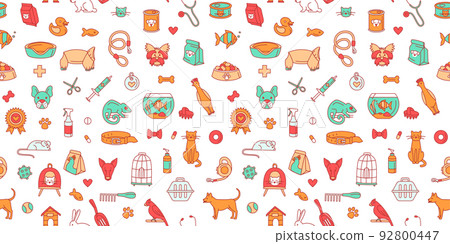 Pet store dogs, cats, birds, other domestic...-插圖素材 [92800447] - PIXTA圖庫