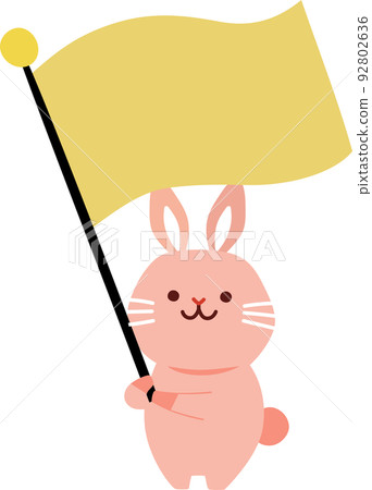A rabbit character waving with a flag - Stock Illustration [92802636 ...