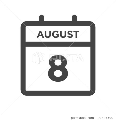 August 8 Calendar Day or Calender Date for... - Stock Illustration ...