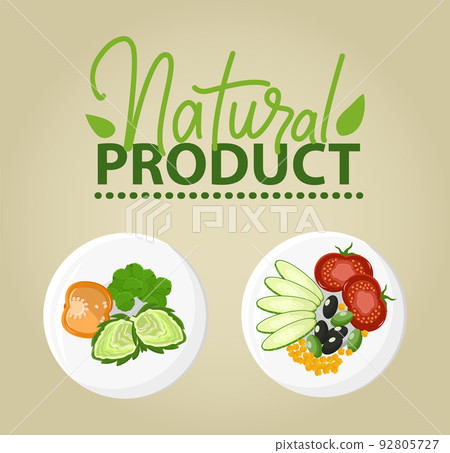 Natural Product, Poster with Vegetables Vector - Stock Illustration ...