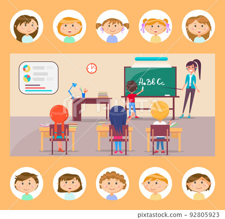 English Grammar Lesson, School Subject Teacher - Stock Illustration ...
