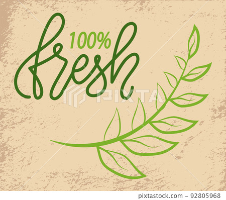 100 Fresh Green Logo with Tree Branch on Grunge - Stock Illustration ...