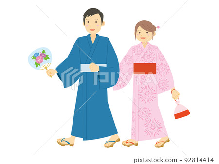 Yukata _ couple _ illustration _ 1 - Stock Illustration [92814414] - PIXTA