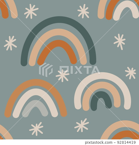 Hand drawn seamless pattern with neutral beige...-插圖素材 [92814419] - PIXTA圖庫