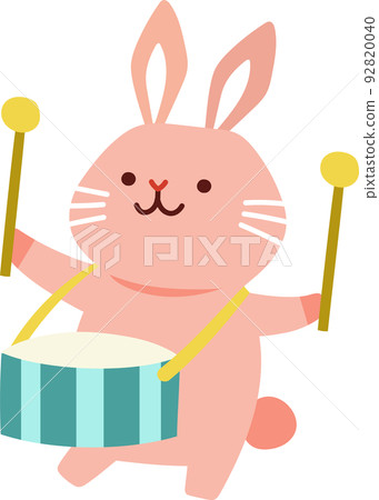 A rabbit character playing a drum - Stock Illustration [92820040] - PIXTA