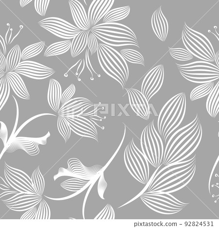 Gray beautiful seamless floral pattern.... - Stock Illustration ...