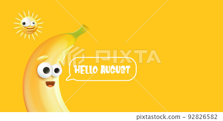 hello August horizontal banner with cartoon sun... - Stock Illustration ...