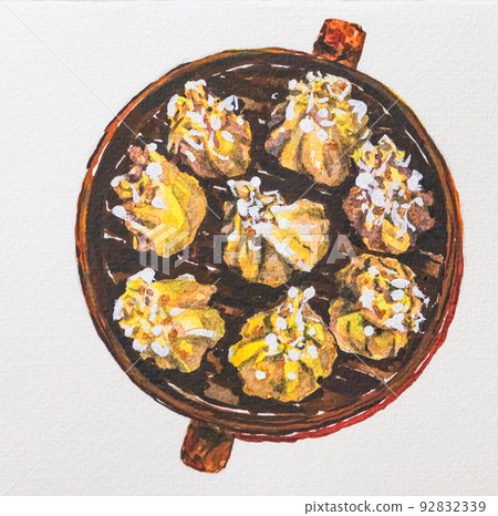 siomai sa tisa, steamed Chinese pork dumplings.... - Stock Illustration ...