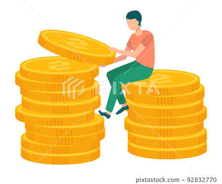 Attraction, Accumulation of Capital. Man and Gold - Stock Illustration ...