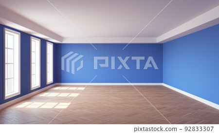 Interior of the Empty Sunny Room with Blue...-插圖素材 [92833307] - PIXTA圖庫