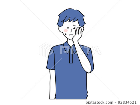 man holding his cheek - Stock Illustration [92834521] - PIXTA