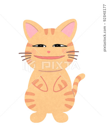 Illustration of a faintly smiling cat outline =... - Stock Illustration ...