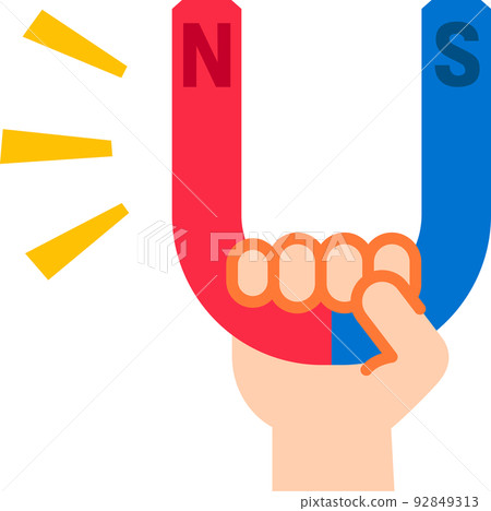 Hand holding a large U-shaped magnet - Stock Illustration [92849313 ...